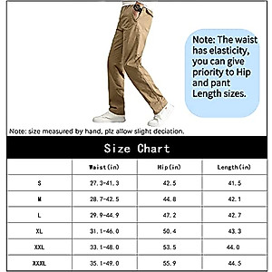 AIFARLD Mens Cargo Pants Elastic Waist Pants Sport Jogger Long Trousers for Hiking Fishing Running Workout Khaki