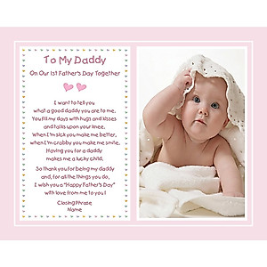 1st Father's Day Together from Daughter to Daddy, Custom Gift with Name and Photo of New Baby Girl, 8x10 Inch Print