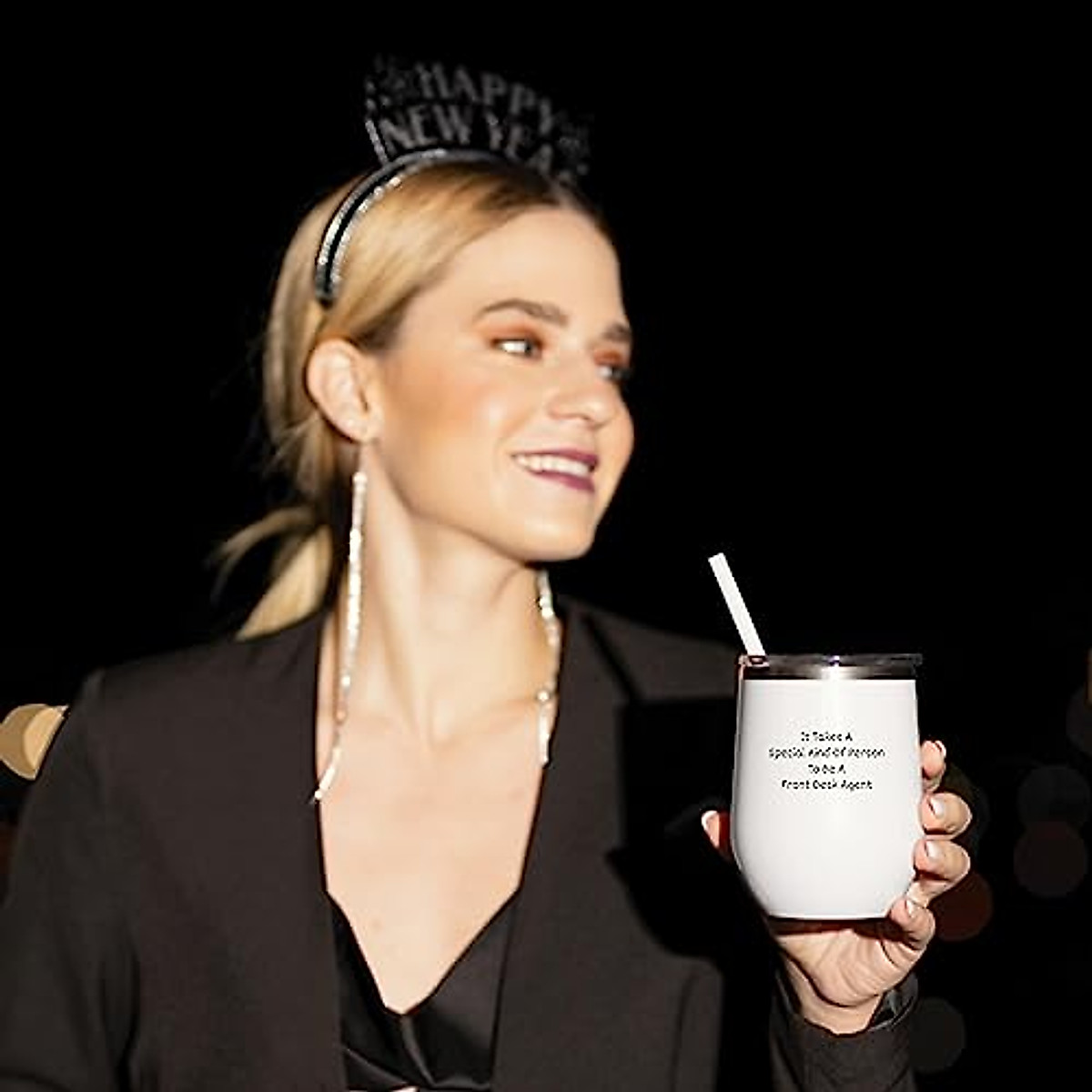 Special Person Gift for Front Desk Agent Receptionist Coworker Humor 12oz Wine Tumbler Cup