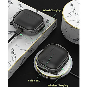 OTOPO Compatible with AirPods Pro 2/Pro Case Men Lock, Double Secure Lock Clip Shockproof Hard Shell Protective iPods Pro 2 Case Cover with Keychain for Apple AirPod Pro 2nd Generation Black