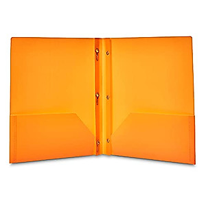 Amazon Basics Heavy Duty Plastic Folders with 2 Pockets for Letter Size Paper, Pack of 12