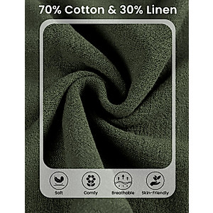 Bianstore Women's Culottes Linen Cropped Wide Leg Pants Elastic Waist Casual Palazzo Trousers with Pockets (ArmyGreen-XL)