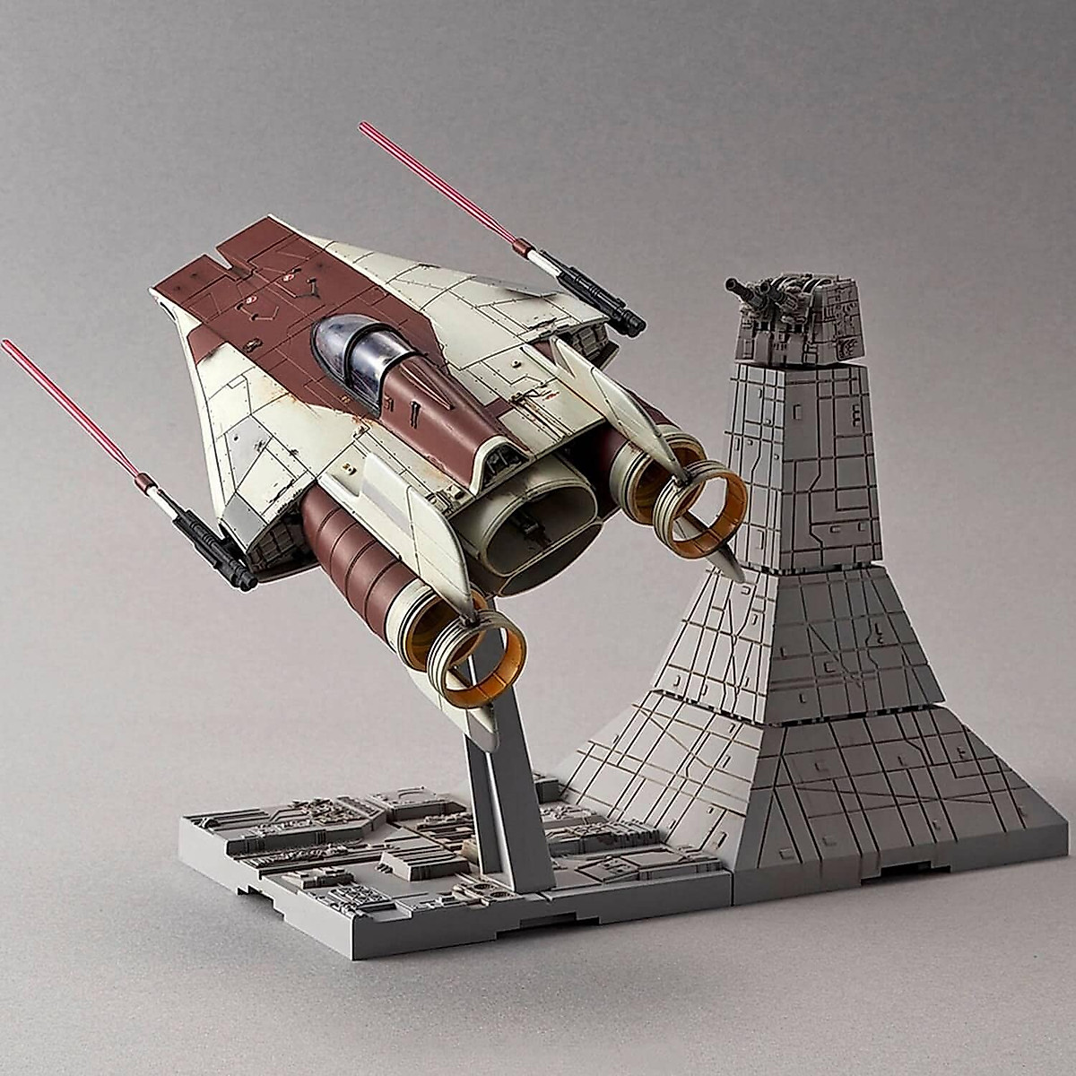 Revell (Bandai Original 01210 Star Wars A-Wing Starfighter 1:72 Scale Unbuilt/Pre-Coloured/Clip-Together (Non-Glue) Plastic Model Kit with Display Base