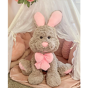 MorisMos Giant Bunny Stuffed Animal, 31.5'' Large Grey Rabbit Plush Toy with Pink Ears, Soft Toy for Girls/Boys, Ideal Gift for Easter, Halloween, Christmas, Cuddling, Snuggling