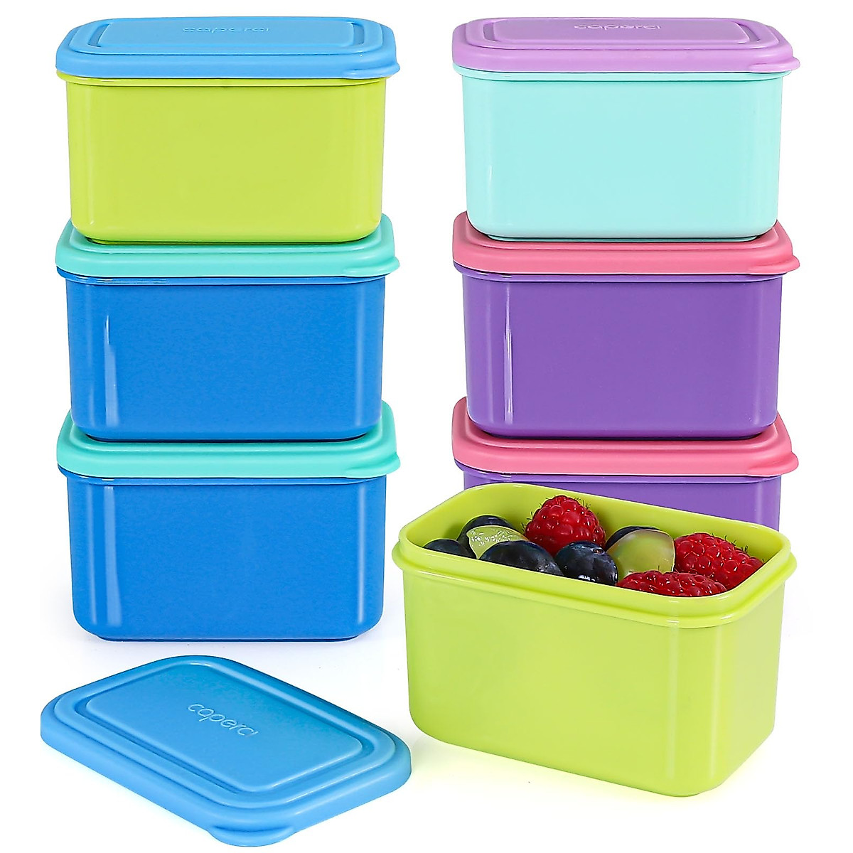 Caperci Small Snack Containers with Lids 6 Pack - 5oz/150ml Leakproof Stackable Small Food Storage Containers for School Lunch, Work, Travel, BPA-Free