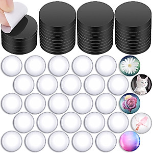 Outus Fridge Magnets for DIY Crafts Sets Round Magnetic Discs with Clear Dome Cabochons Glass Magnets Discs for Refrigerator Office Locker Whiteboard (48 Sets, 1 x 0.12 Inches)