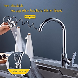 Faucet Sprayer Attachment,Kitchen Sink Sprayer, Sink Sprayer Attachment for Faucet,Kitchen Faucet Sprayer Attachment with Stretchable Hose, Faucet Extender for Kitchen Sink with 3 Water Outlet Modes