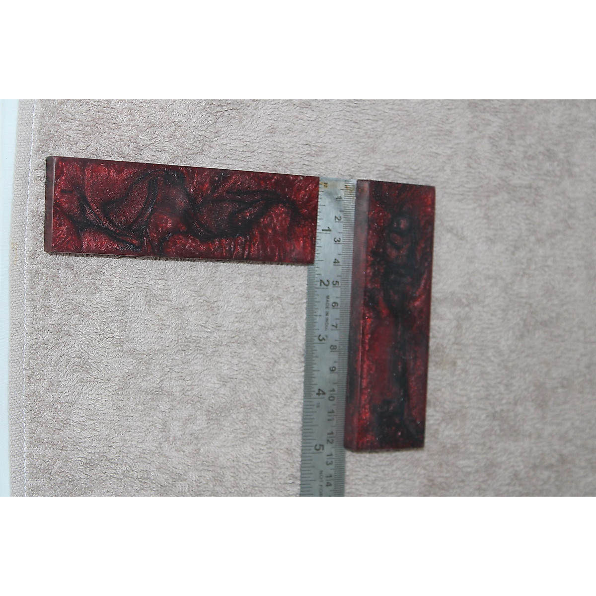 Resin Knife Scales Blank for DIY Crafts Knife Gun Handle Decoration, Exotic Knife Scales,Timber Handle Plate for Music Instruments (Burgundy)