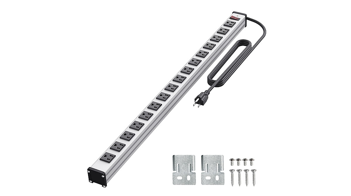 Heavy Duty 16 Outlet Power Strip for Garage & Workshop
