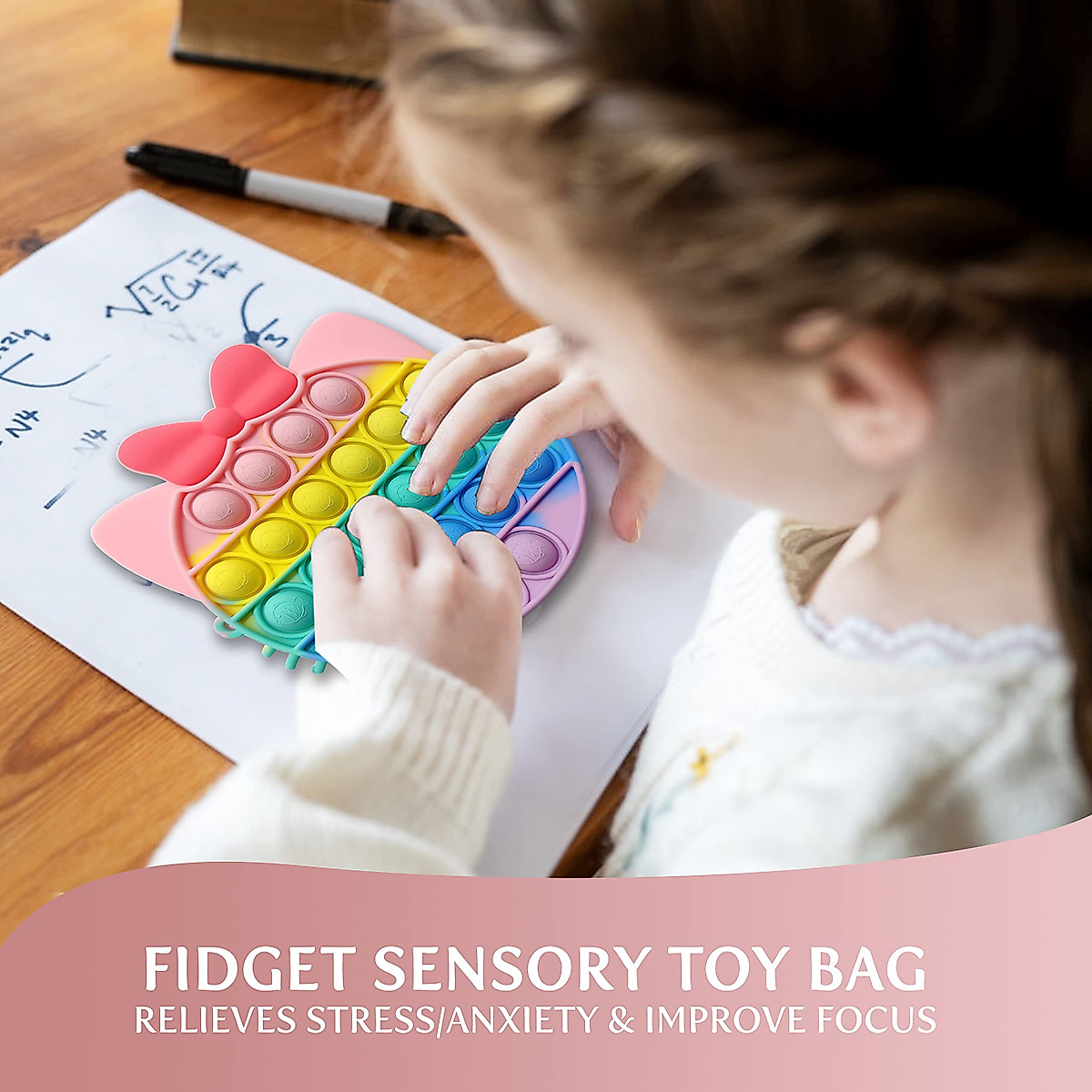 Cat Pop it Purse for Girls with a Beautiful Keychain | Cross Body Fidget Purse | 2 in 1 Rainbow Pop it Purse Toy for Anxiety & Stress Relief | Soft, Safe & Durable Poppet Purse, Pop Purse