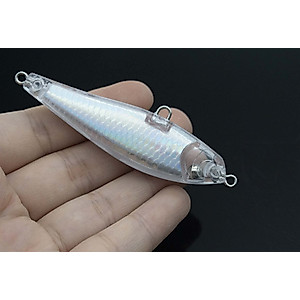 10PCS Unpainted Lure Blanks 6.82g 7.7cm JXN11 with 6mm Free Fishing Eye Crankbait Baits Simulation Blank Body Clear Hard Baits Trout Salmon Minnow Lure Popper Lures Topwater Freshwater JXN11