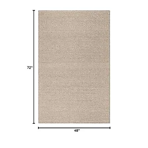 SAFAVIEH Natura Collection Accent Rug - 4' x 6', Beige, Handmade Wool, Ideal for High Traffic Areas in Entryway, Living Room, Bedroom (NAT801B)