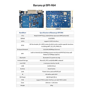BPI-R64 Router Development Board with MediaTek MT7622 Chip for IOT Smart Home Control Gateway and NAS Server