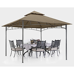 ABCCANOPY Gazebos for Patios 10x10 - Outdoor Steel Frame Gazebo for Lawn Backyard Garden Deck (Khaki)