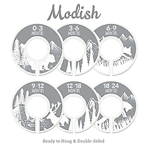 Modish Labels Baby Clothes Size Dividers, Baby Closet Organizers, Closet Size Dividers, Baby Closet Organizers, Clothes Organizer, Neutral, Boy, Girl, Woodland Animals, Tribal, Nordic (Gray)