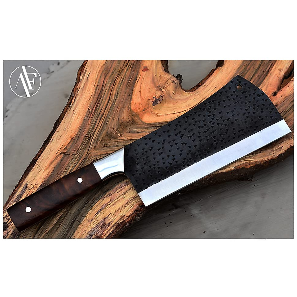 ALZAFASH Cleaver Knife with Sharpening Steel