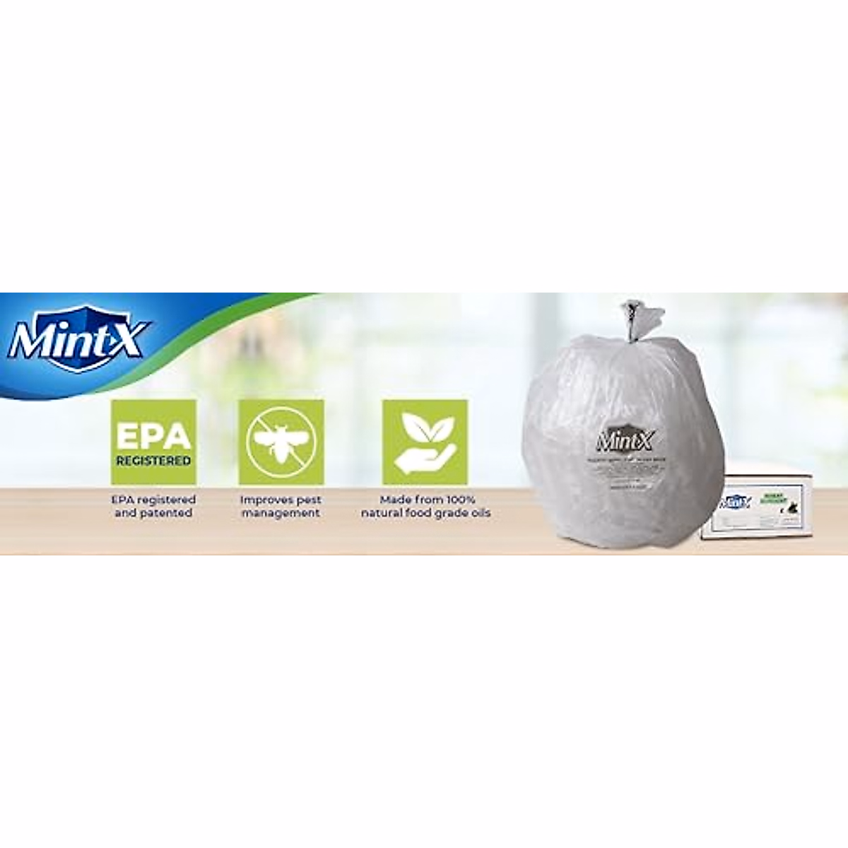 Mint-X Rodent Repellent Trash Bags, 1.3 Mil, Flat Seal, 46" Height x 40" Length, Clear (Pack of 100),MX4046XHC