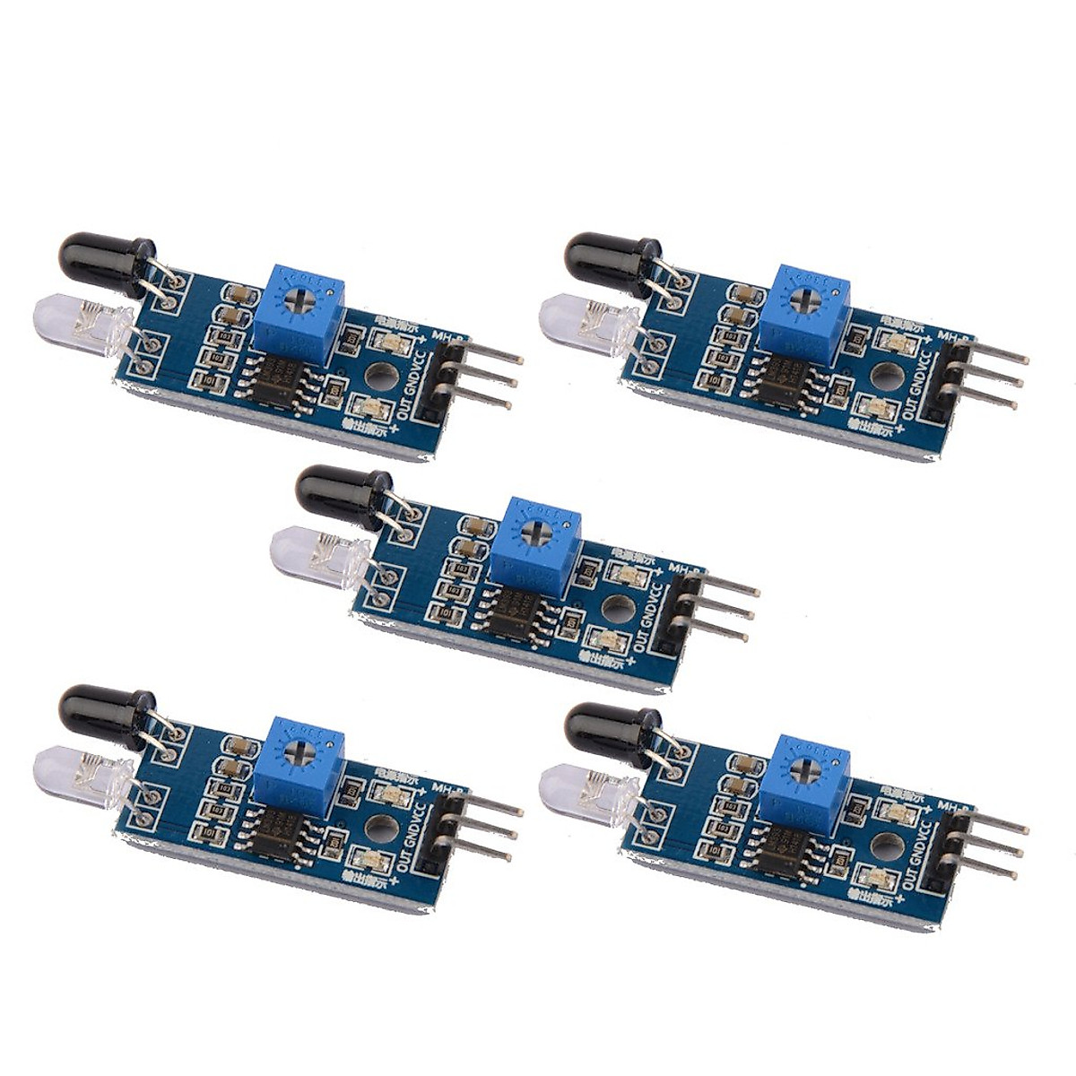 DAOKI 5 PCS IR Infrared Obstacle Avoidance Sensor Module for Arduino Smart Car Robot 3-Wire