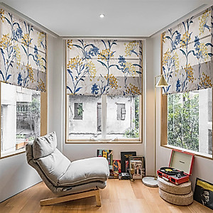 Artdix Roman Shades for Windows, Floral Blackout Cordless Roman Shades for Farmhouse, Doors, Kitchen Windows, Easy to Install