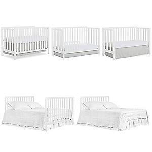Dream On Me Ridgefield 5-in-1 Convertible Crib in White, Greenguard Gold Certified