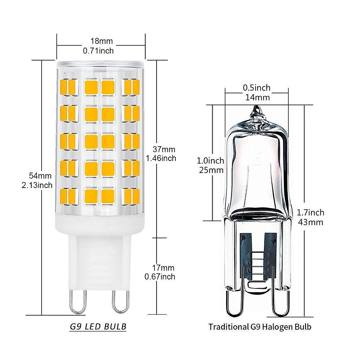 OHLGT G9 LED Bulbs Dimmable 6W (60W Halogen Bulb Equivalent), Warm White 3000K, 110V-130V, 600LM Bi Pin for Home Lighting, 6 Packs