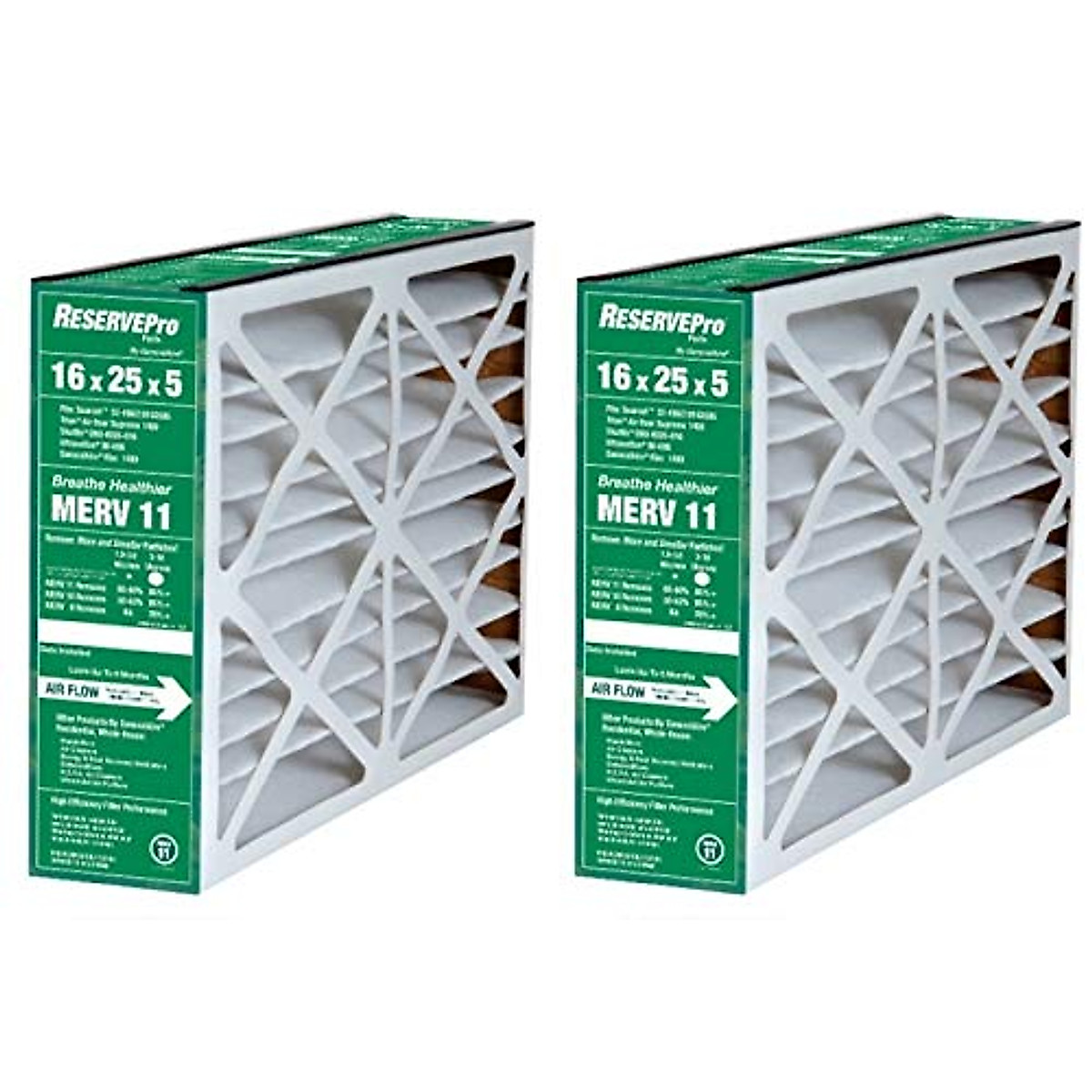 ReservePro 16x25x5 # 4511 furnace filter, Actual Size:15 5/8" x 24 3/16" x 4 15/16" Case of 2 Filters.