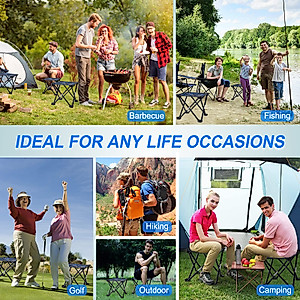 AILLOVCOL Camping Stool Portable Folding Stool Portable Chair Mini Foldable Stool Fishing Stool for Adults Fishing Hiking Gardening and Beach with Carry Bag(Camouflage) (Blue)