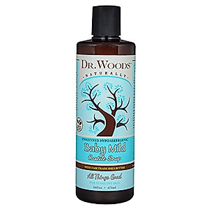 Dr. Woods Unscented Baby Mild Liquid Castile Soap with Organic Shea Butter, 16 Ounce (Pack of 2)