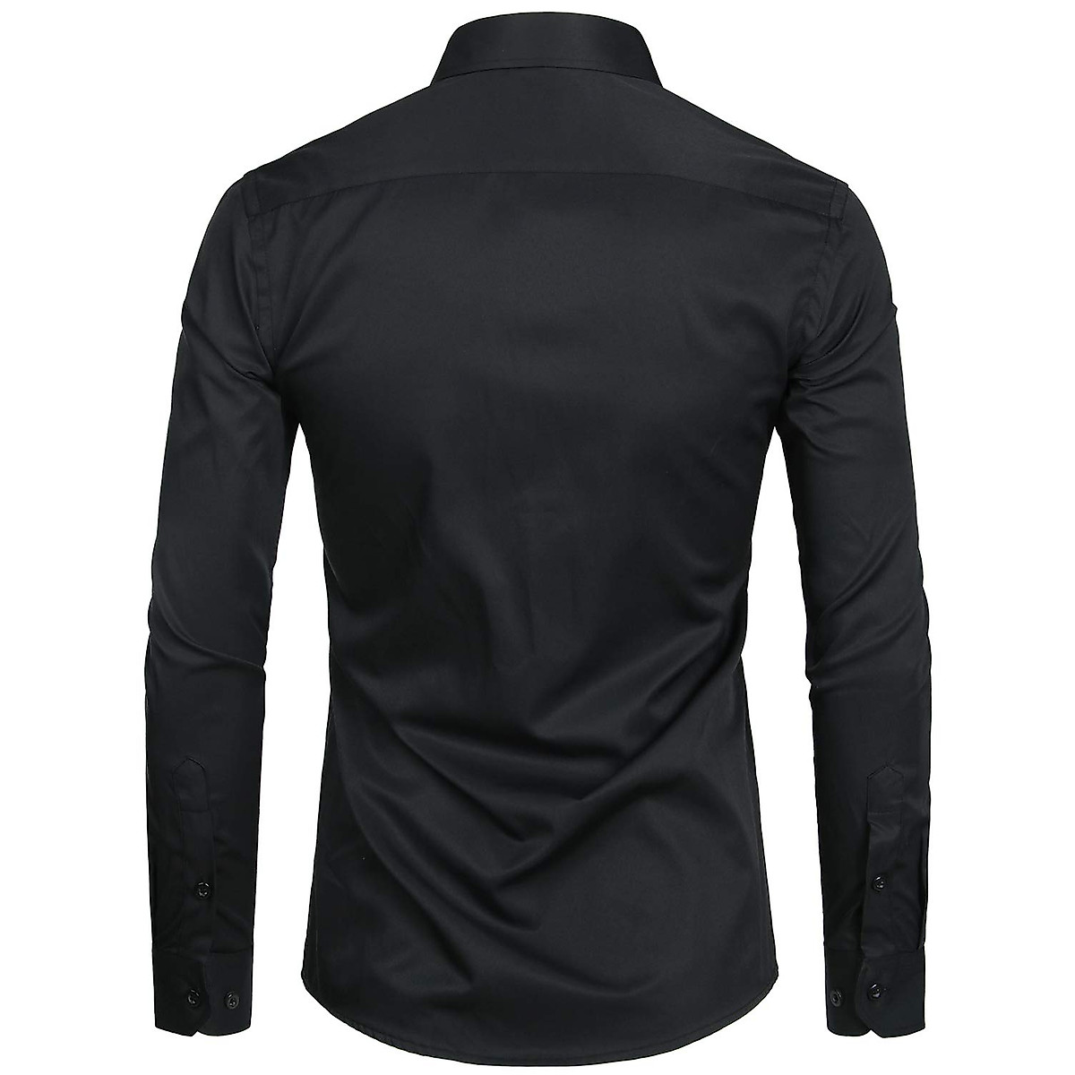 ZEROYAA Men's Long Sleeve Dress Shirt Solid Slim Fit Casual Business Formal Button Up Shirts with Pocket ZSSCL01 Black Medium