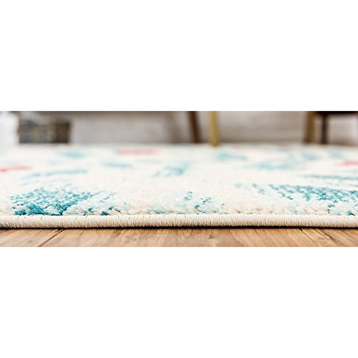 Unique Loom Positano Collection Coastal Modern Bright Colors Fish Beige Area Rug (5' x 8')