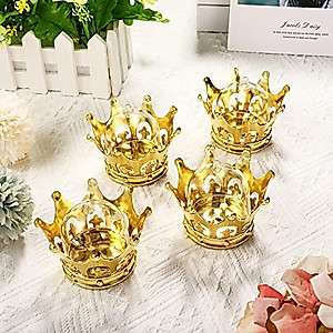 Honeydak Gold Fillable Crown with Dome Party Favors Decorative Crown Candy Storage Boxes Fillable Golden Crown Candy Containers for Baby Shower Princess Birthday Party Supplies (36 Pieces)