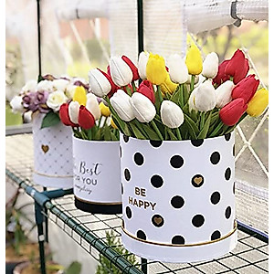 UNIKPACKAGING Premium Quality Round Flower Box, Gift Boxes for Luxury Flower and Gift Arrangements, Set of 3 pcs, with Lids, Size (S/M/L) (Be Happy)