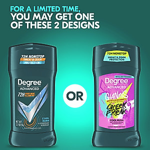 Degree Men Antiperspirant Deodorant Cool Rush 12 Count 72-Hour Sweat and Odor Protection Antiperspirant For Men With Body Heat Activated Technology 2.7 oz