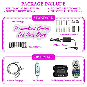 Custom Neon Signs,Personalized Dimmable LED Neon Signs for Family Birthday Bar Wedding Party Night Light&Company Logo or Business Signs, Birthday Gift Name Neon Lights