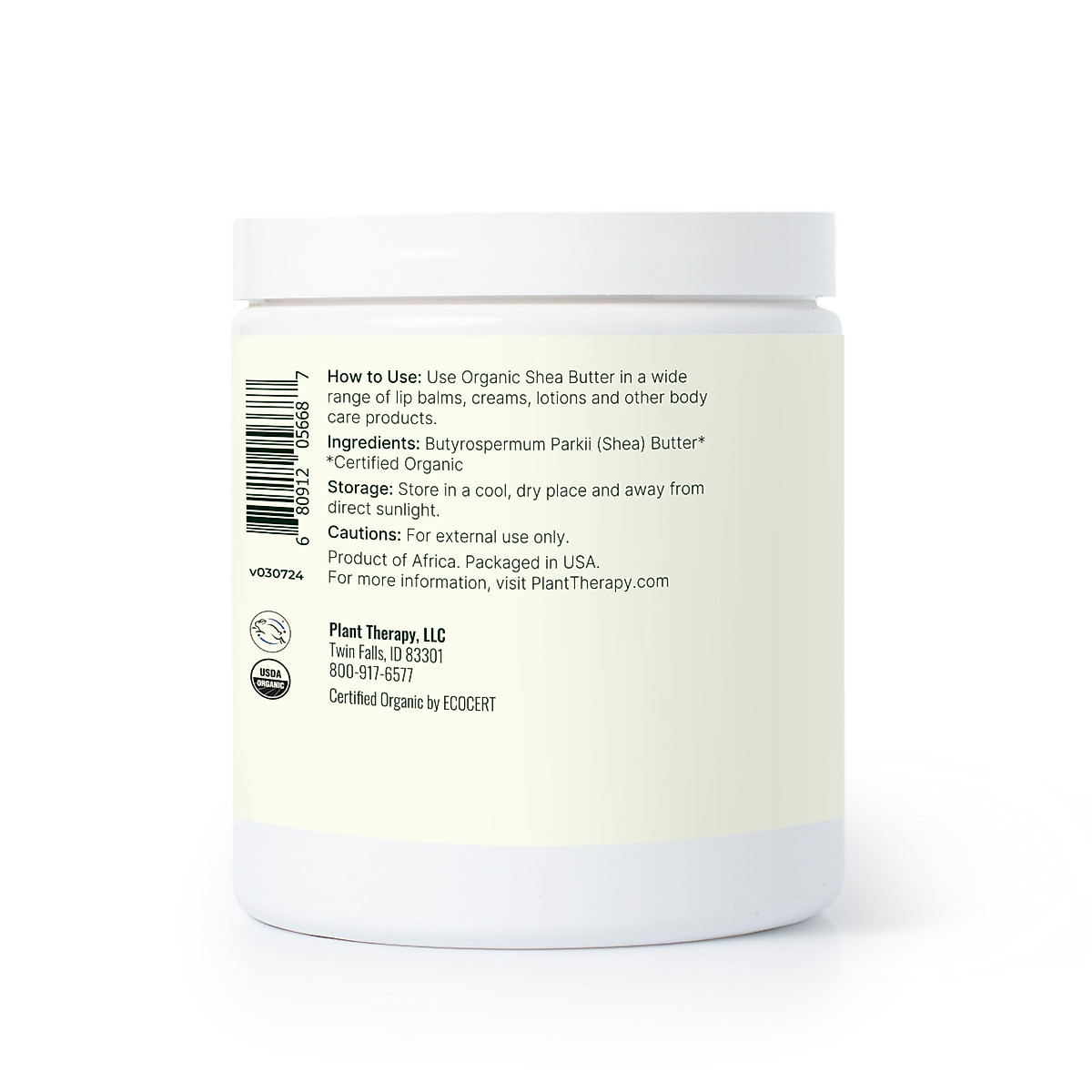 Plant Therapy Organic African Shea Butter Raw, Unrefined USDA Certified 16 oz Jar For Body, Face & Hair 100% Pure, Natural Moisturizer, Best for DIY Like Lotion, Cream, Lip Balm and Soap