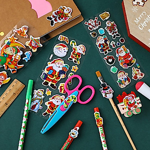 60 Sheets Christmas Stickers Christmas Craft Stickers Puffy Xmas Holiday 3D Stickers with Santa Claus,Christmas Tree,Snowman, Reindeer,Wreath for Christmas Party Favors Envelopes Cards Notebooks