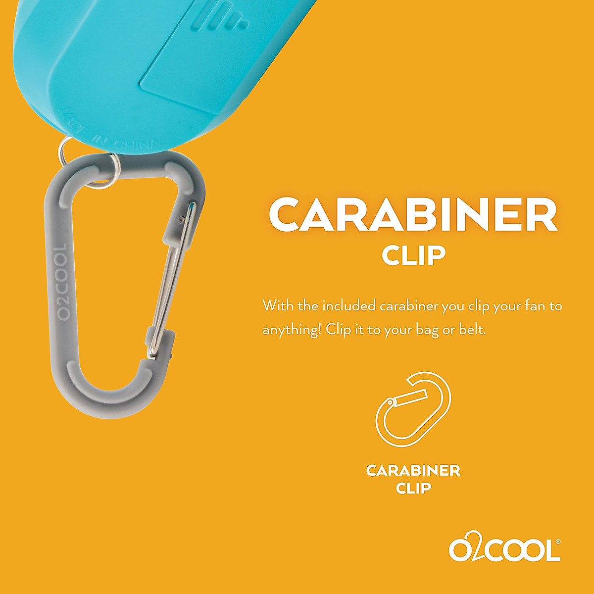 O2COOL Keychain Sport Misting Fan - Pocket Size Battery Powered Portable Fan With Carabiner Clip Small Fan with Mister Handheld Fan Vacation Essentials Hand Fan 2 Pack (Teal)