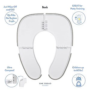 One Proud Toddler Travel Potty Seat, Ultra Compact, Ultra Non-Slip, Seat Made in USA, No-Pinch Locking Hinges, Easy to Clean, Included Carry Bag
