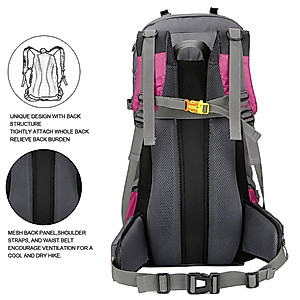 Bseash 60L Waterproof Hiking Camping Backpack with Rain Cover, Large Outdoor Sport Travel Daypack Rucksack for Climbing