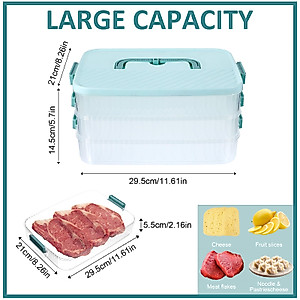 MAQUITA Deli Meat Container for Fridge, 3 Layer Lunch Meat Container for Refrigerator Ham and Deli Meat and Cheese Containers Bacon Storage Container with Tongs