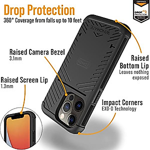 Scooch iPhone 13 Pro Case with Card Holder [Wingmate] iPhone 13 Pro Wallet Case with Card Kickstand [Slim & Minimal] 10-Foot Drop Protection, Magnetic Back for Car Mounts (Black)