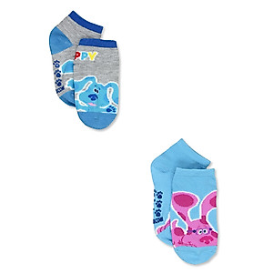 Nickelodeon Blueâ€™s Clues & You Boyâ€™s Toddler 6 Pack Quarter Gripper Socks (Small (4-6), Grey)