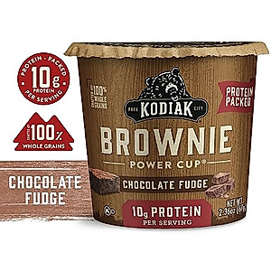 Kodiak Cakes Chocolate Fudge Brownie in a Cup, 2.36 Ounce (Pack of 12) (Packaging May Vary)