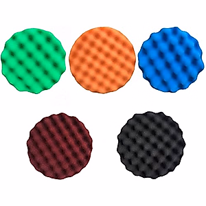 Makitoyo 7PCS 7 Inch Buffing Polishing Pads Kit,5pcs Polishing Sponge,1 pc Wool Pad,Waxing Buffing Pad Kit for Car