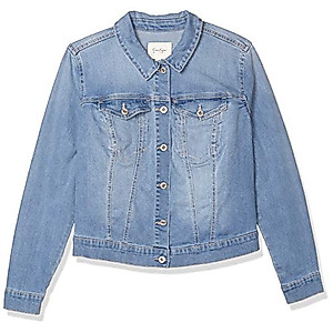 Jessica Simpson Women's Pixie Classic Feminine Fit Crop Jean Jacket, Maude, Large