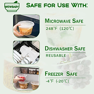 WEWBABY 16 OZ [50 Set] Plastic Deli Food Storage Containers with Leak-Proof Airtight Lids BPA Free Disposable Togo Clear Containers for Soups, Heavy-Duty Ice Cream Microwave Dishwasher Freezer Safe