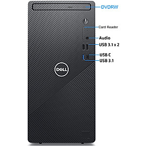 Dell Inspiron 3891 Desktop Computer, Intel i9-11900K, 64GB RAM, 2TB NVMe, AX Wi-Fi, Bluetooth, HDMI, VGA, DVD-RW, SD-Card - Windows 11 Pro