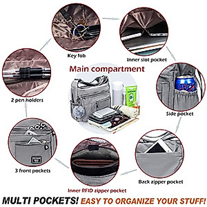 Women Shoulder Handbag RFID Roomy Crossbody Purse Multiple Pockets Bag Ladies Fashion Tote Top Handle Satchel (Silver Grey)