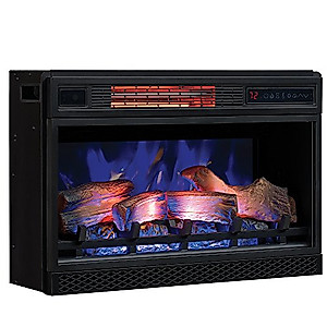 ClassicFlame 26" 3D Infrared Quartz Electric Fireplace Insert Plug and Safer Sensor, Black
