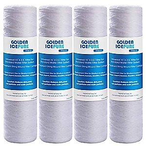 GOLDEN ICEPURE 5 Micron 10" 2.5" Whole House String Sediment Water Filter Compatible with Dupont WFPFC4002, EPW2, EPW2VC, EPW2C, WP-5, AP110, CFS110, WFPFC4002, CW-MF 4PACK